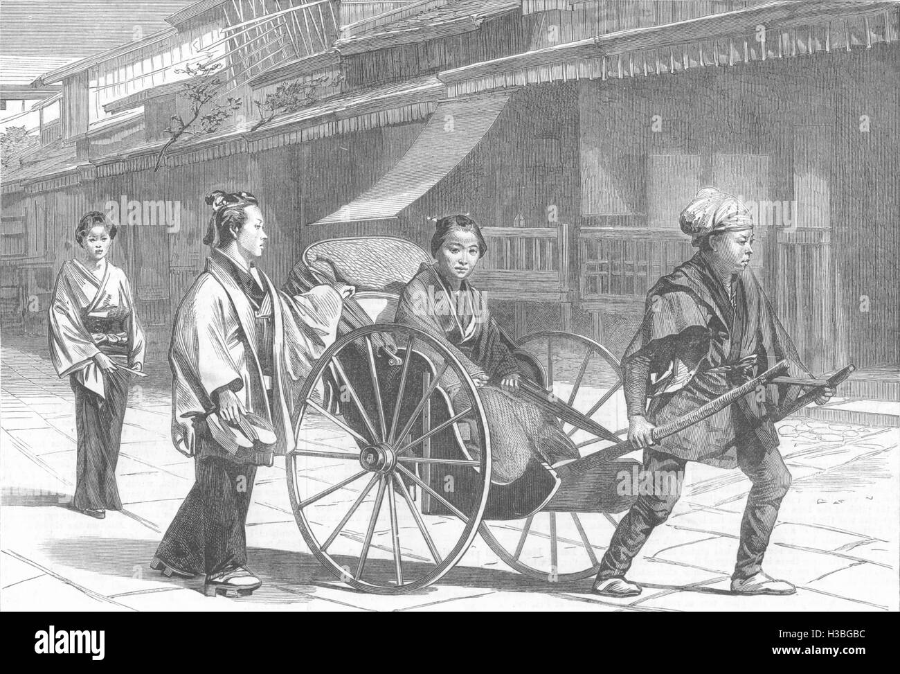 JAPAN Sketches in Japan Scene in temple-street, Nagasaki 1874. The ...