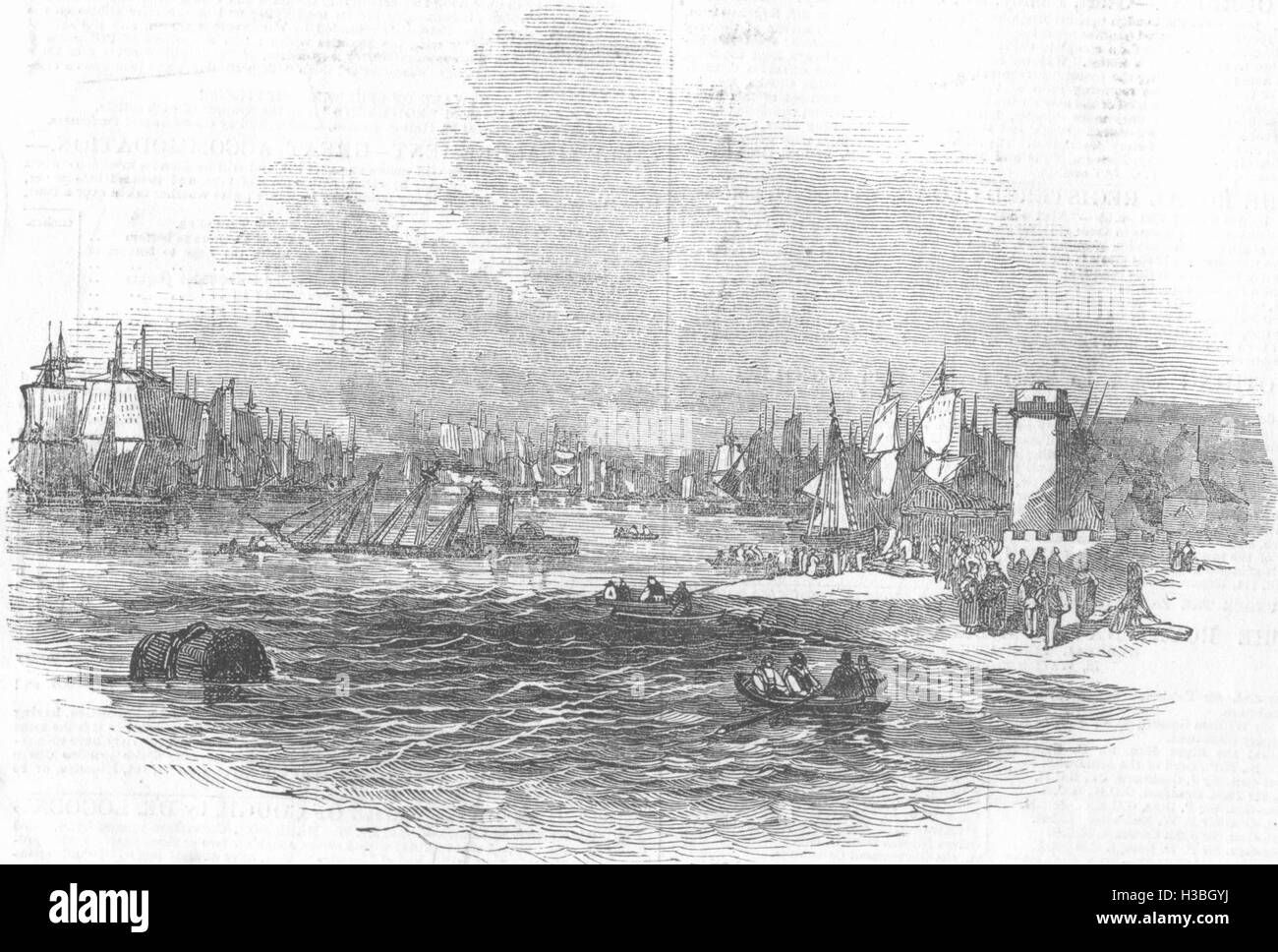NORTHUMBERLAND The lady feversham, Tynemouth harbour 1846. The ...