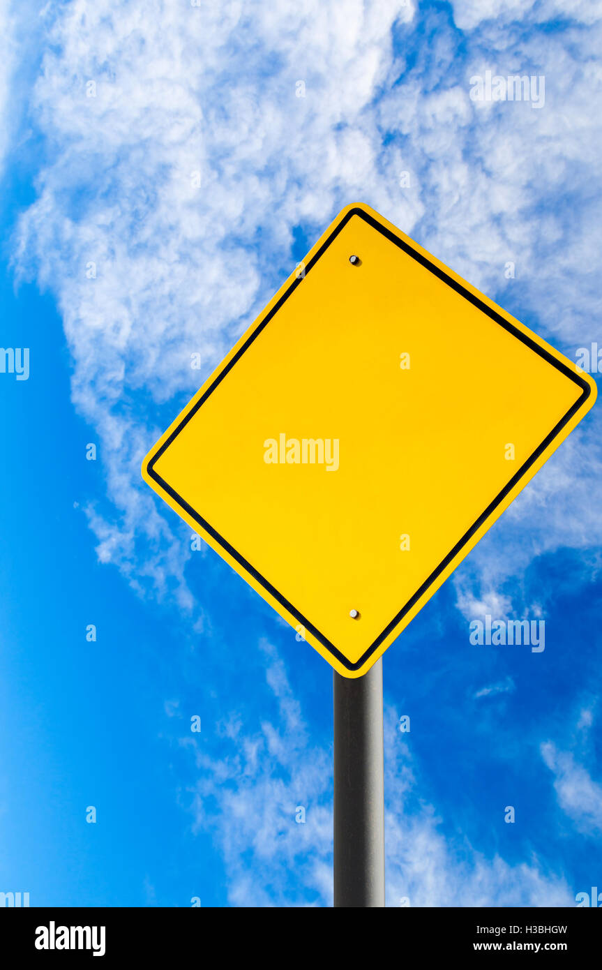 An empty road sign with copy space against blue sky. Conceptual image ...
