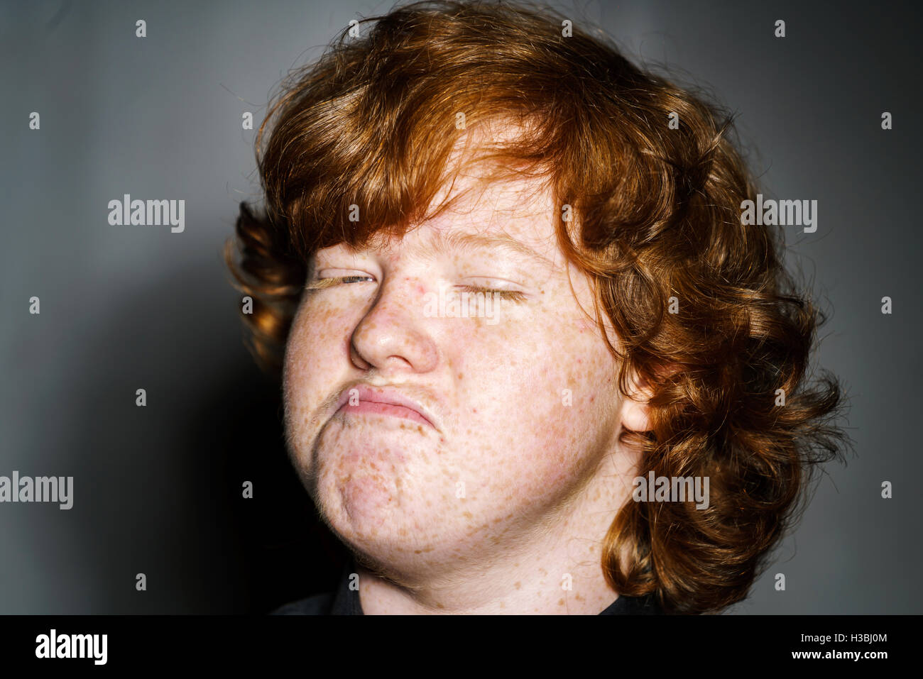 Emotive portrait of red-haired freckled boy, actor portfolio, childhood ...