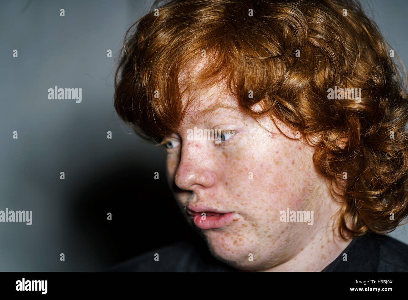 Emotive portrait of red-haired freckled boy, actor portfolio, childhood ...