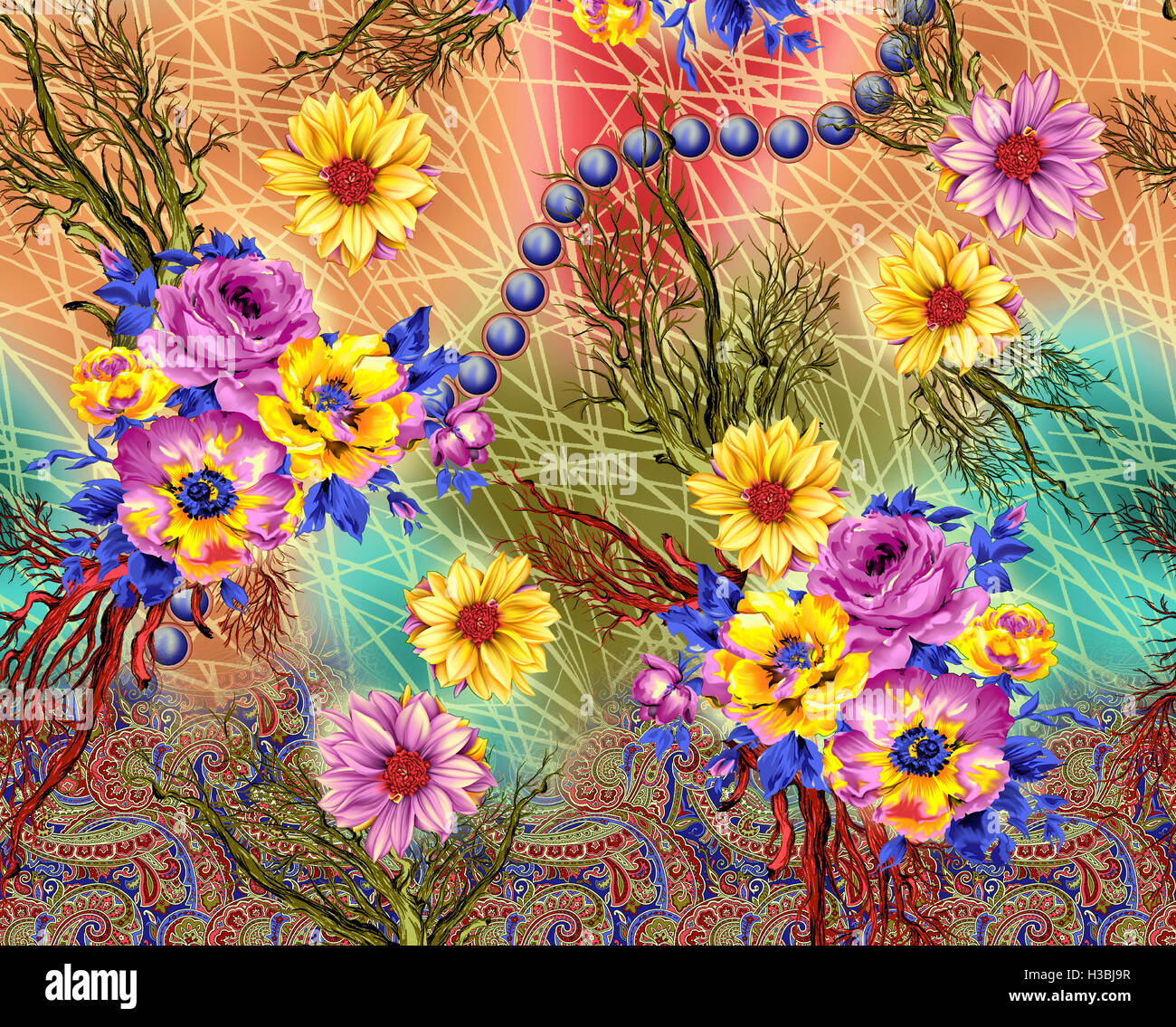 flower spring seamless pattern Stock Photo - Alamy