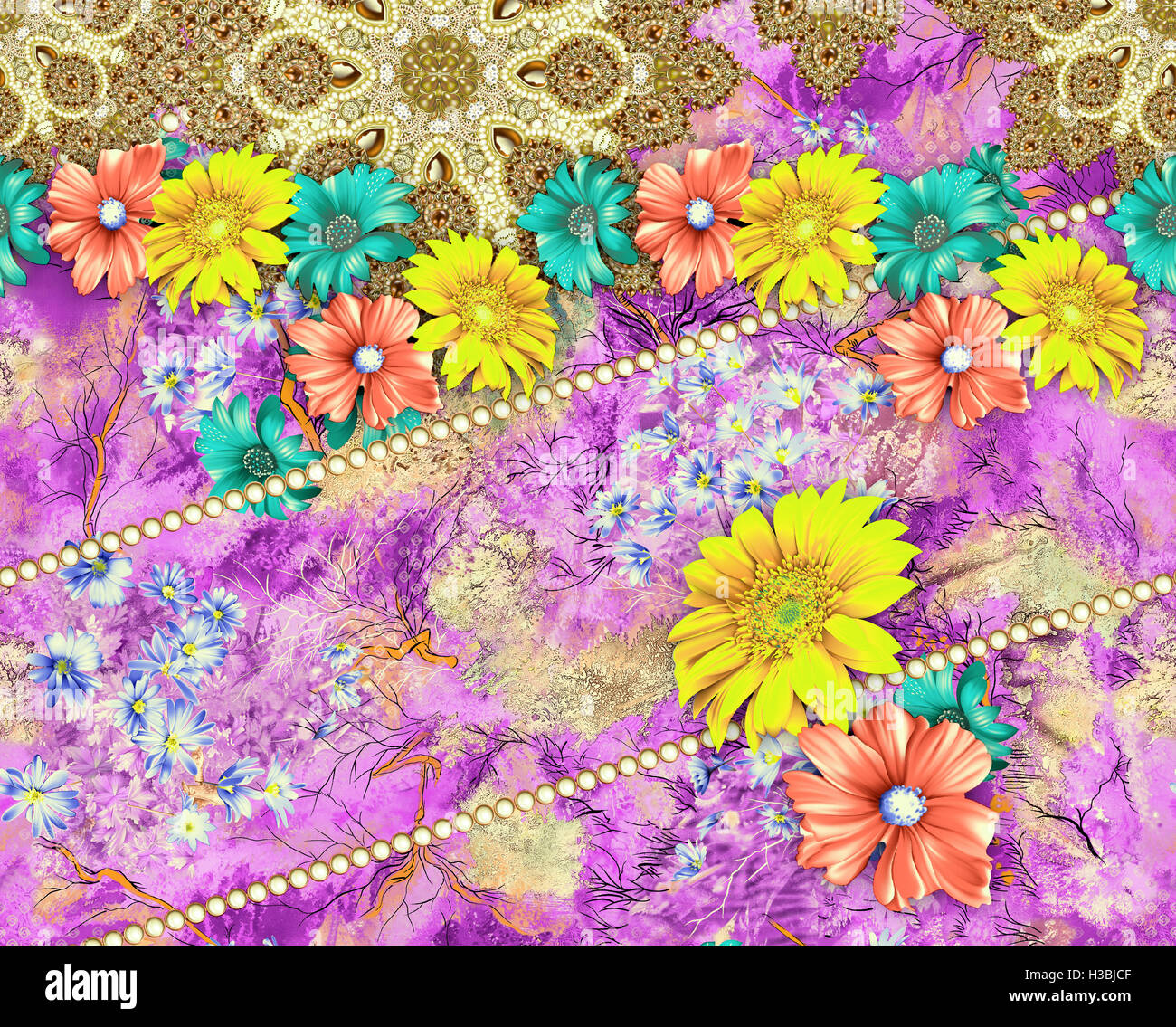 Latest Colorful Background Print Design with Flower Stock Photo - Alamy