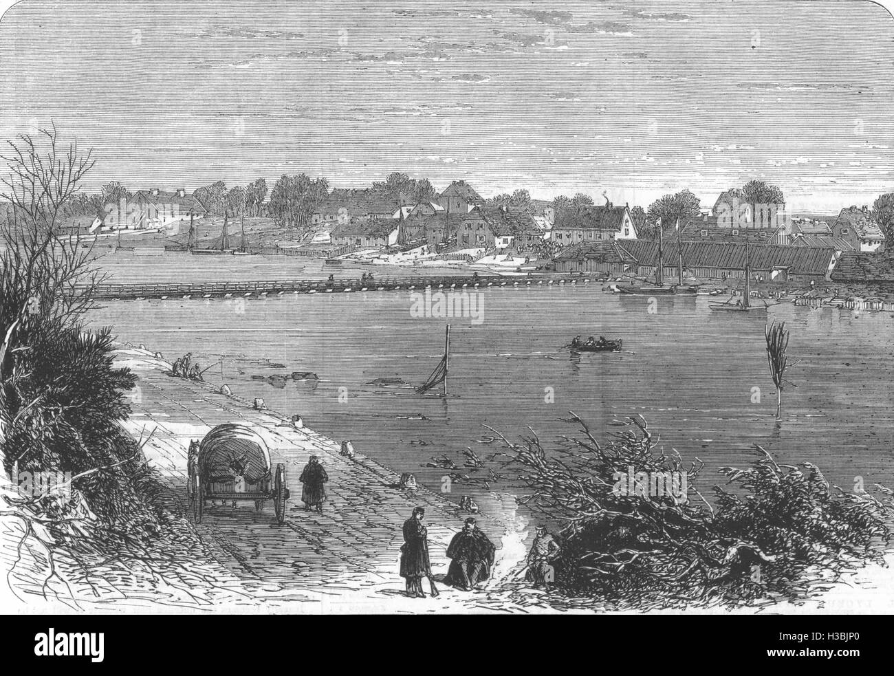 DENMARK The War in Denmark Village of Eckernsunde and bridge of boats ...