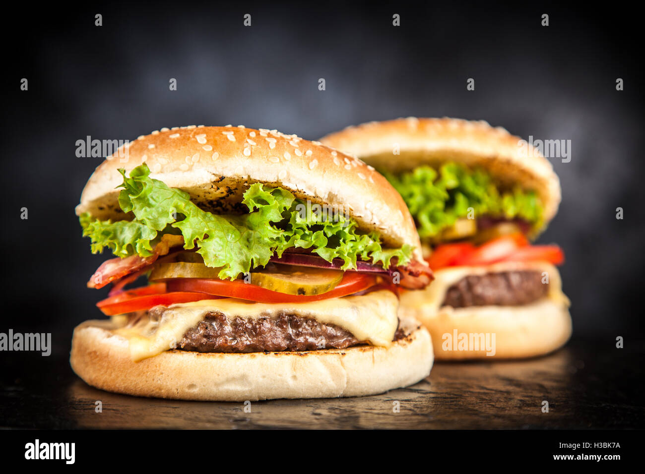 Delicious grilled burger Stock Photo - Alamy