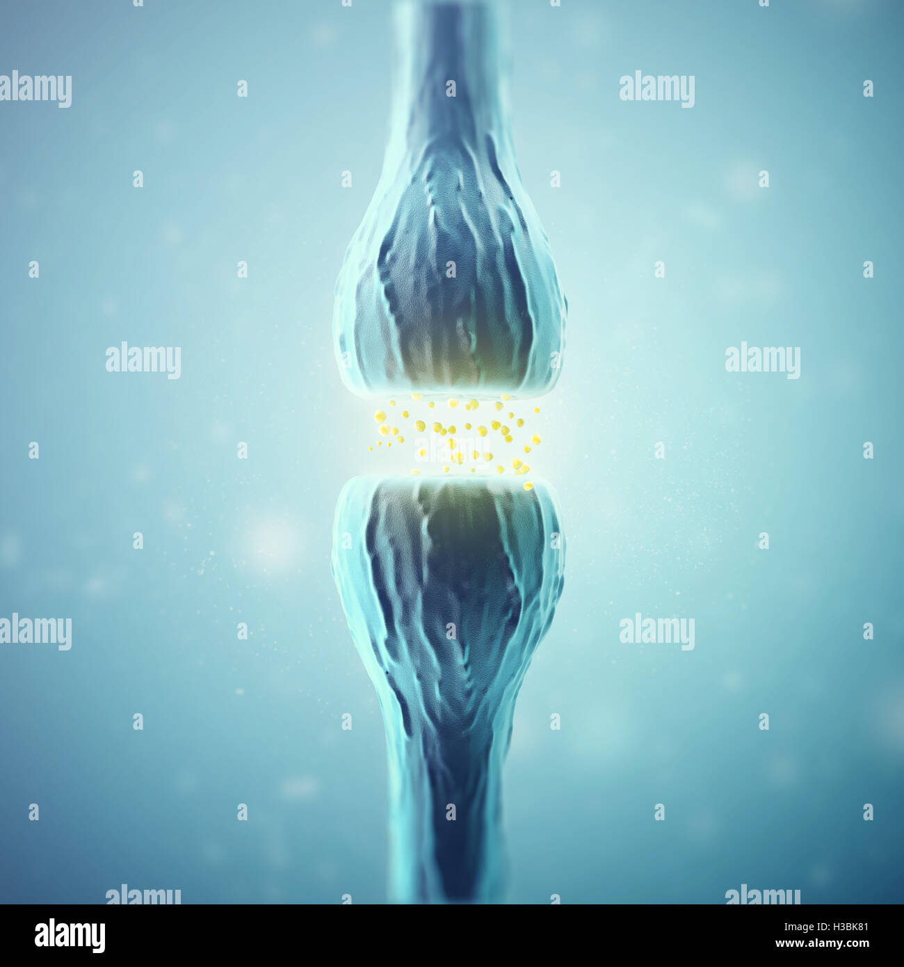 Synapse and Neuron cells sending electrical chemical signals. 3d ...