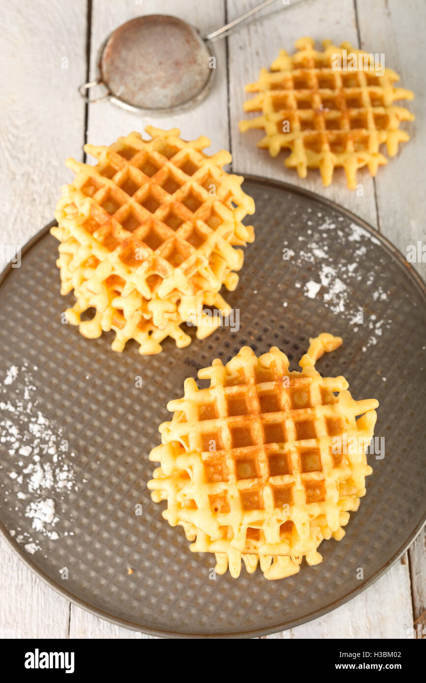 Round Belgian waffle Stock Photo - Alamy