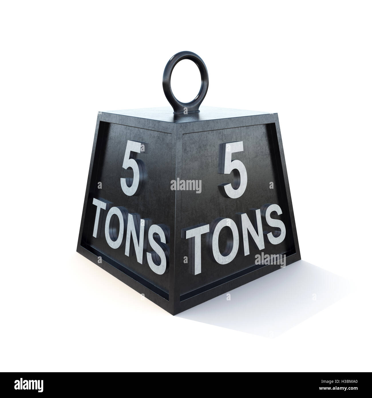 Five 5 tons weight isolated on white background. 3d rendering Stock ...