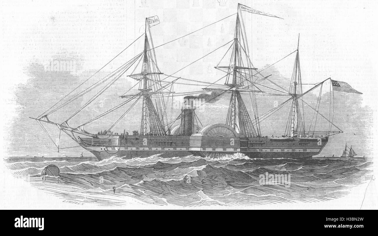 USA The United States steam-ship Washington 1847. The Illustrated ...