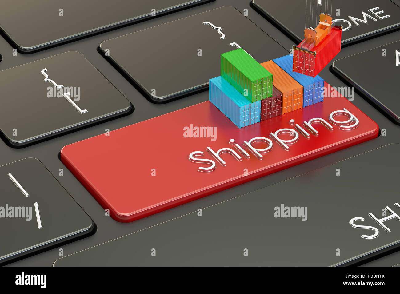 Shipping and logistics concept on keyboard , 3D rendering Stock Photo ...