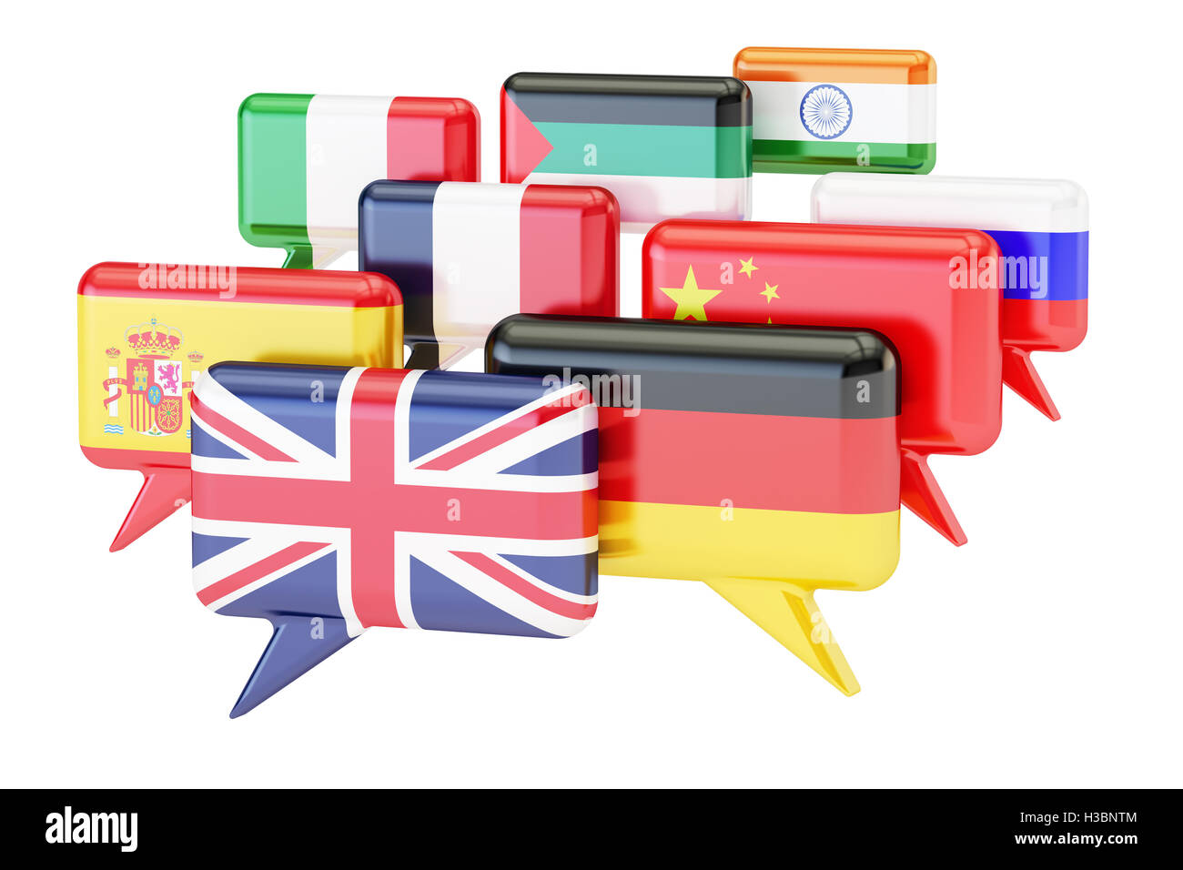 Speech Bubble Flags, 3D rendering isolated on white background Stock ...