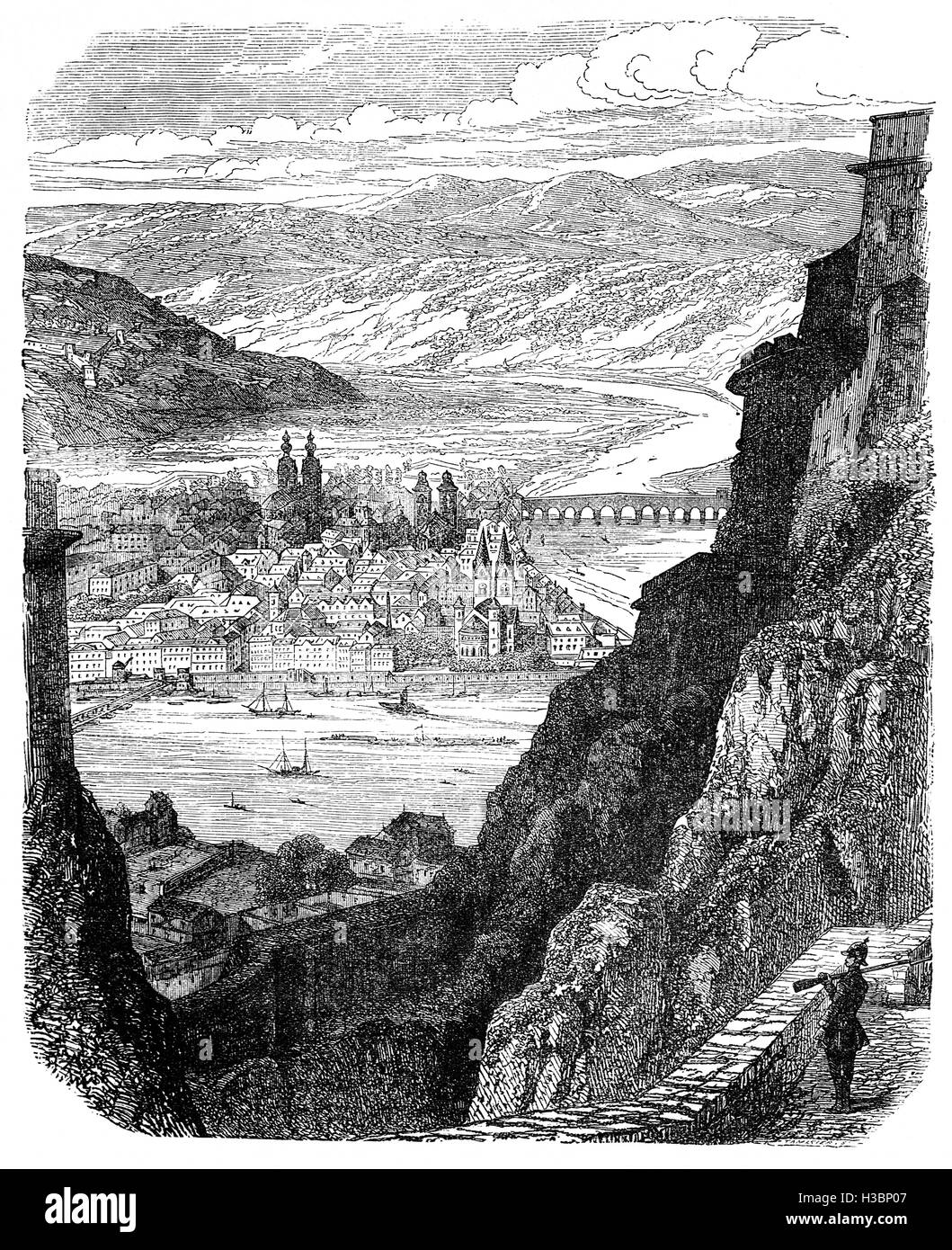 Rhine river seen from Black and White Stock Photos & Images - Alamy