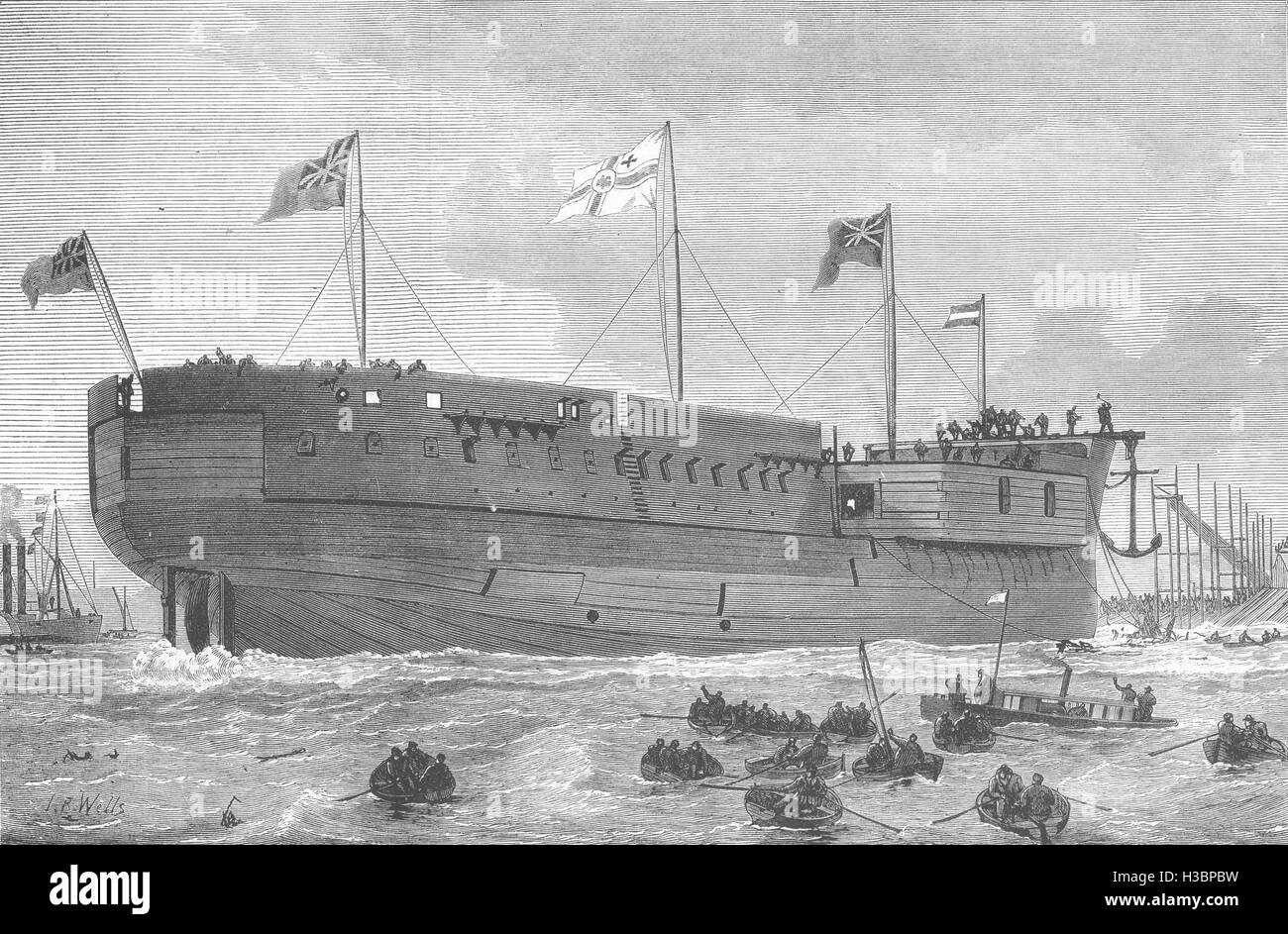 GERMANY Launch of the German Ironclad frigate Deutschland, at Poplar ...