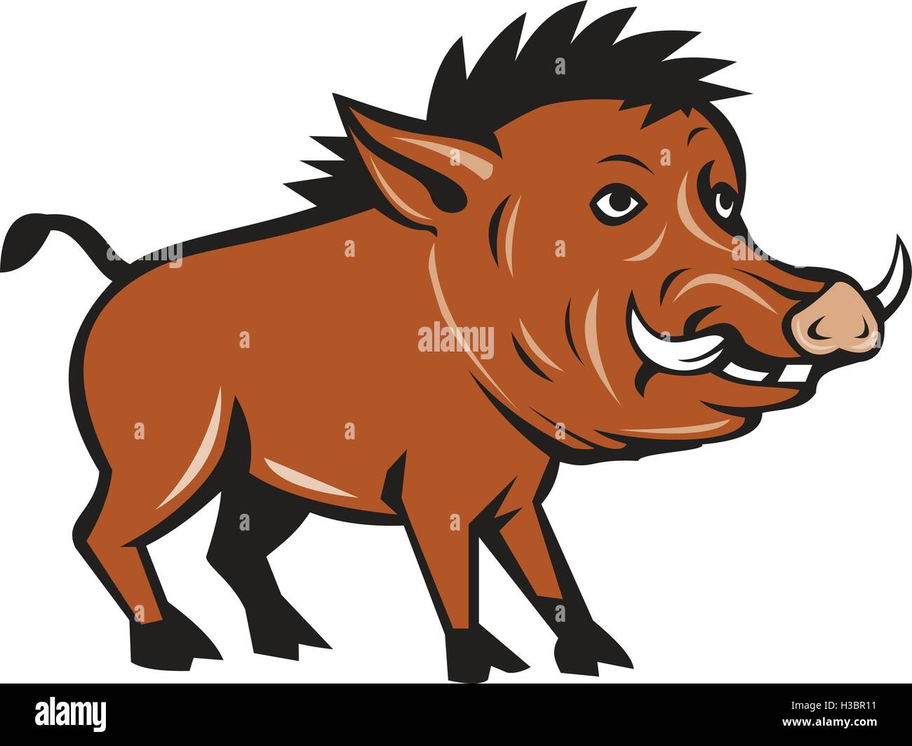 Illustration of a wild pig boar razorback viewed from the side set on ...