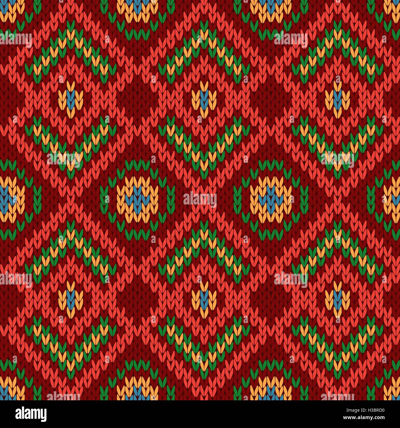 Ornamental ethnic motley knitting seamless vector pattern as a knitted ...