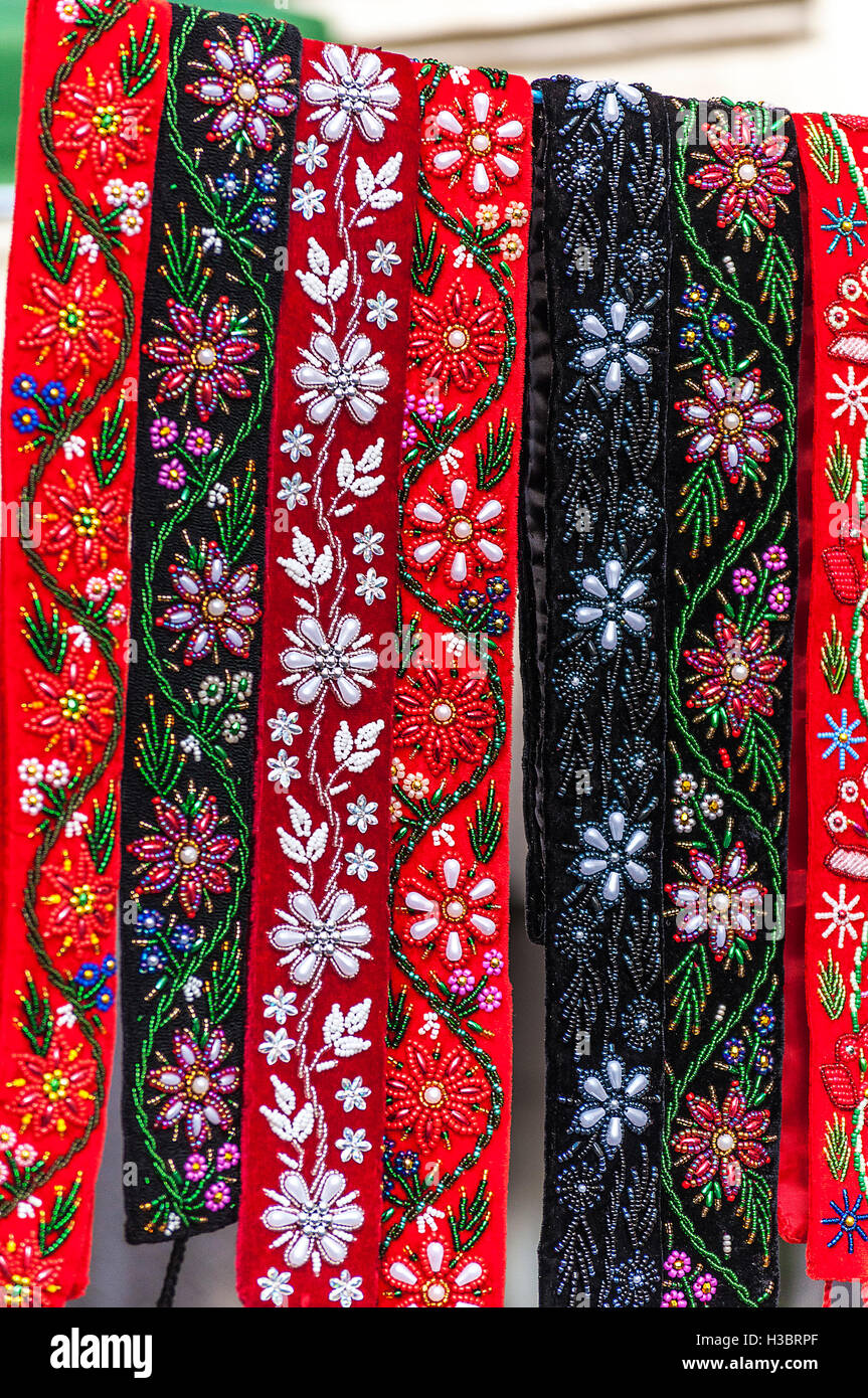 Romanian traditional folk embroidery. Belts with floral decoration ...
