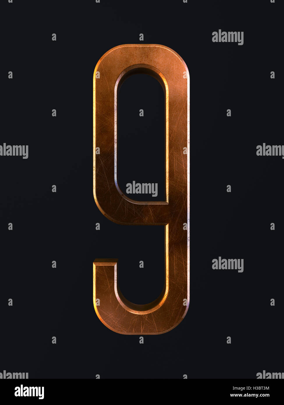 3d render of golden metal dirty rust scratch alphabet letter symbol - 9 ...