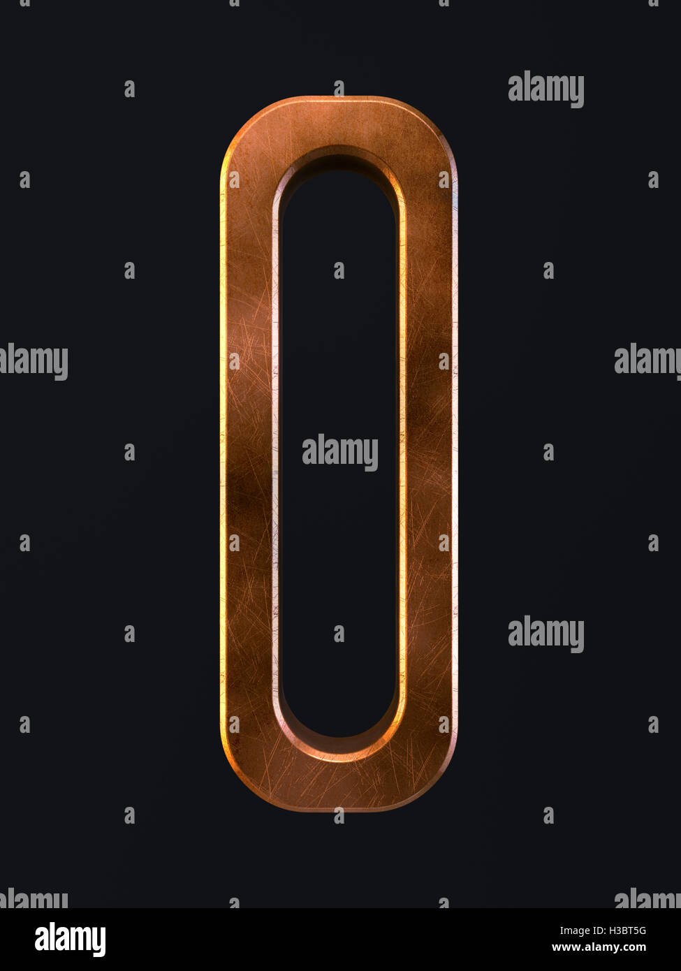 3d render of golden metal dirty rust scratch alphabet letter symbol - 0 ...