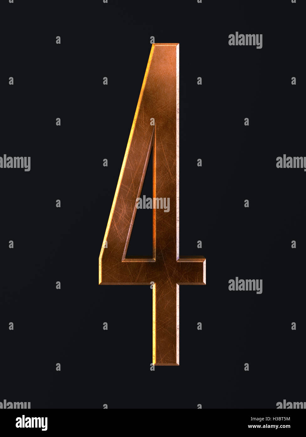 3d render of golden metal dirty rust scratch alphabet letter symbol - 4 ...