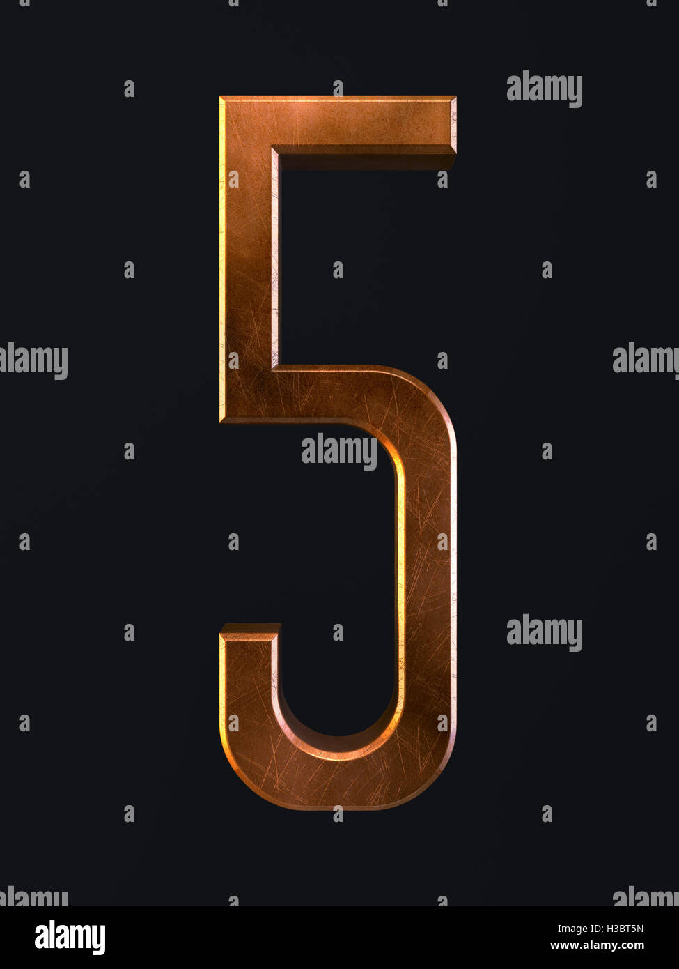 3d render of golden metal dirty rust scratch alphabet letter symbol - 5 ...