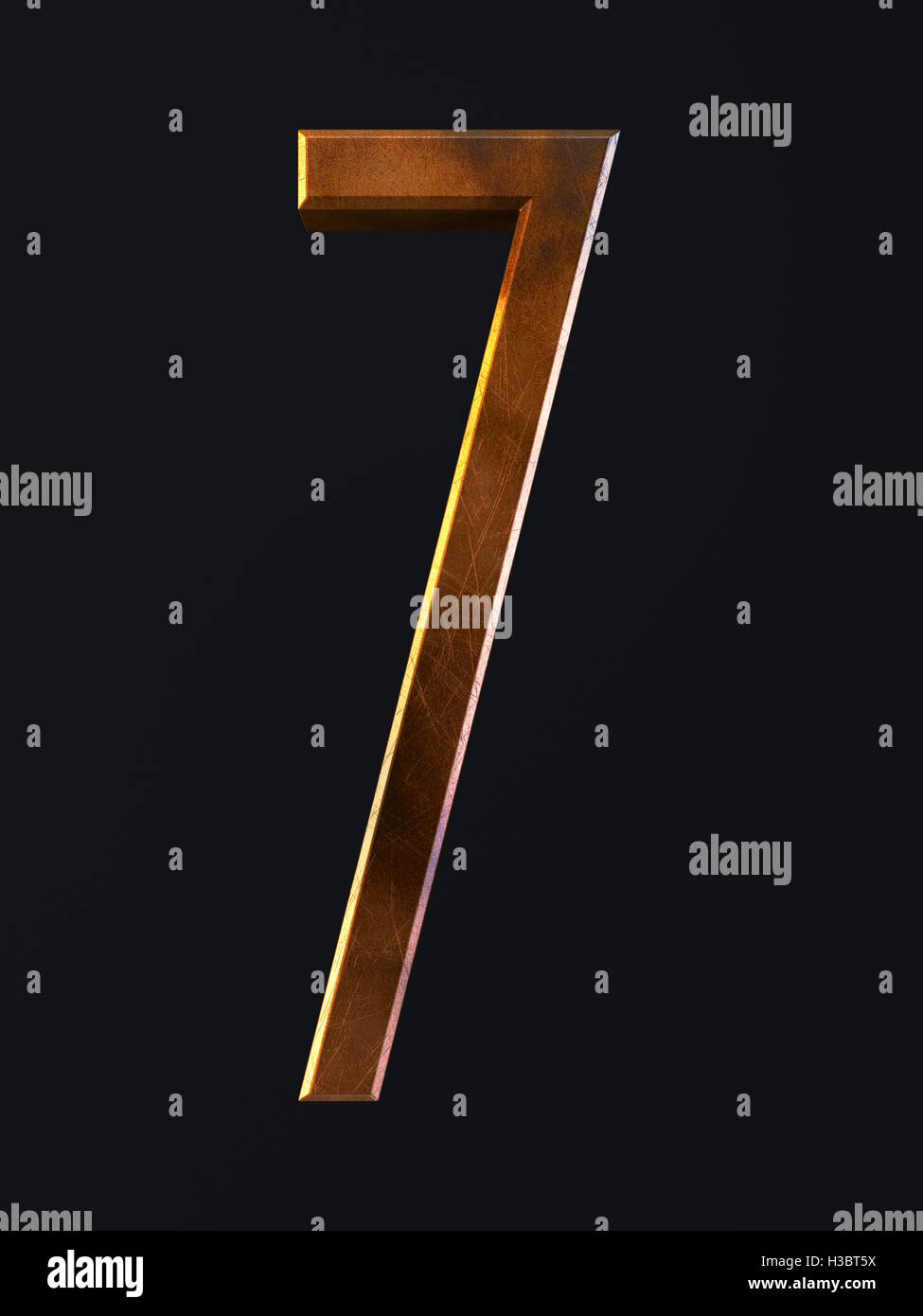 3d render of golden metal dirty rust scratch alphabet letter symbol - 7 ...