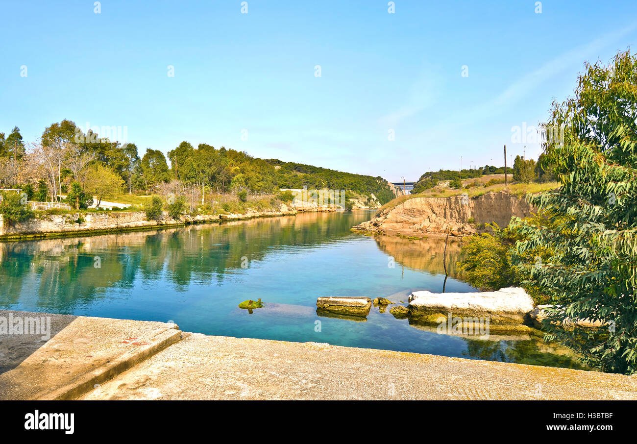 landscape of Corinth canal Greece Stock Photo - Alamy