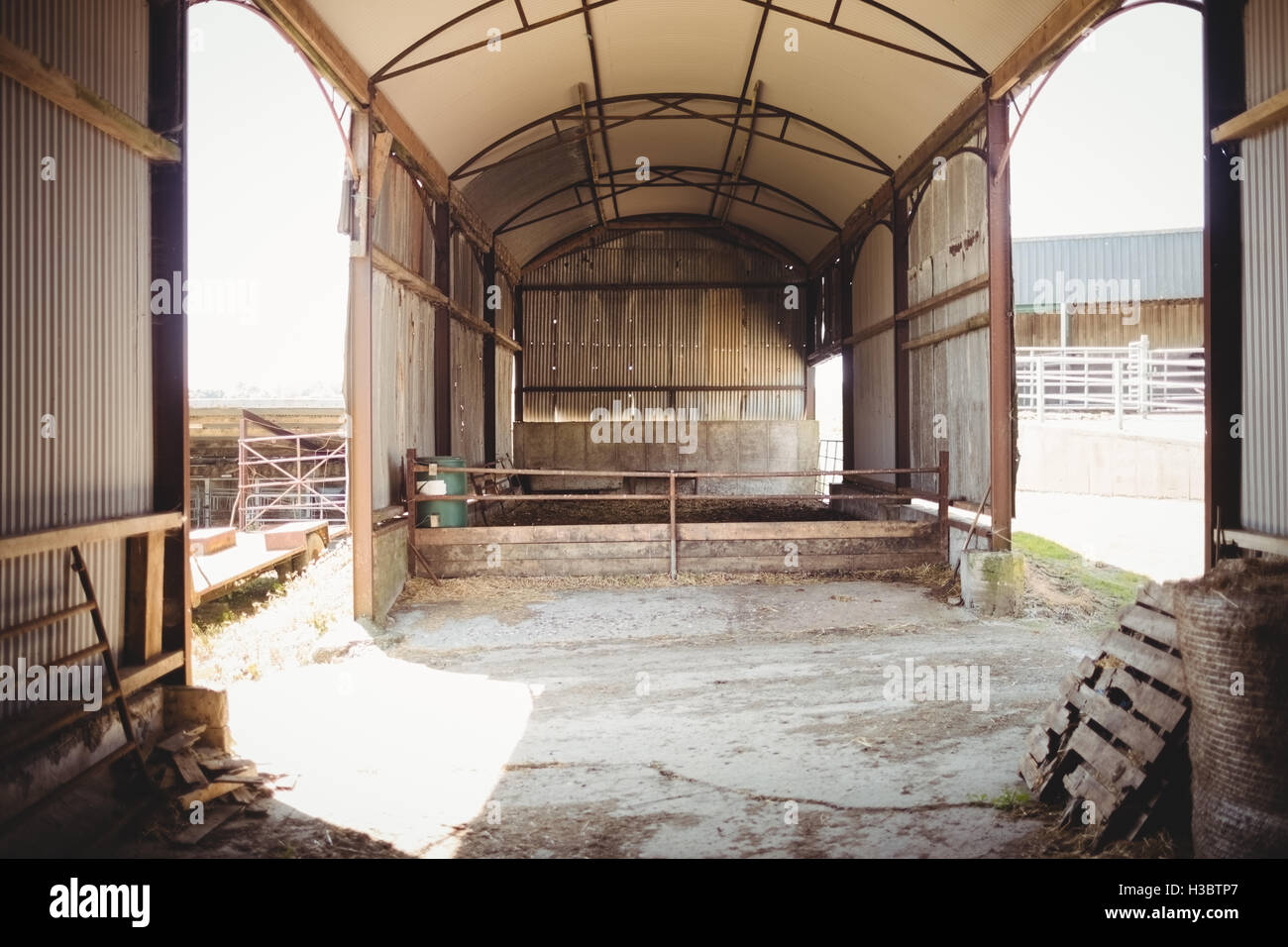 Interior of barn Stock Photo - Alamy