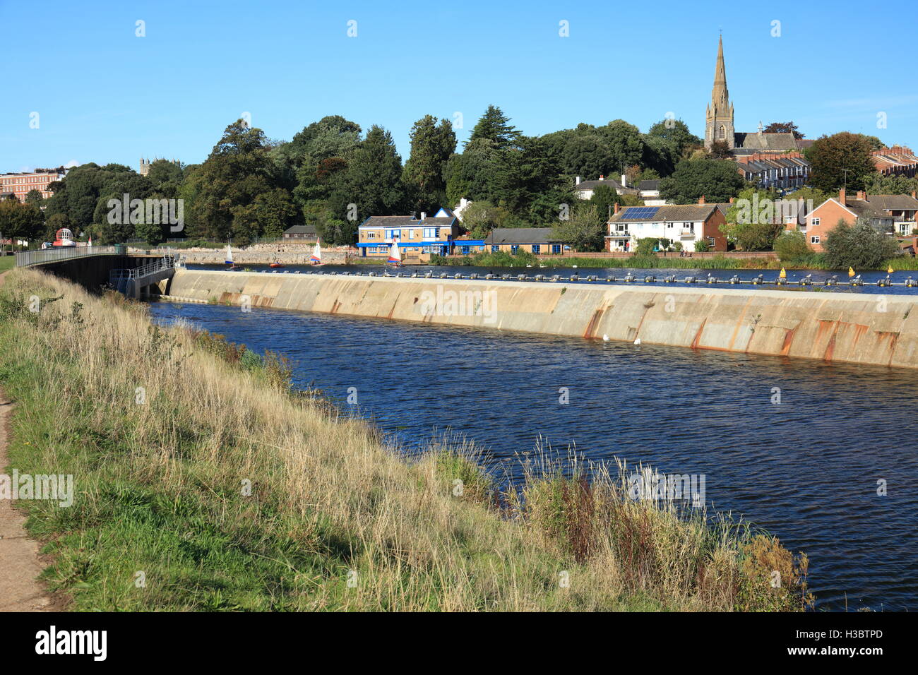 Exeter quay, flood prevention channel, Devon, England,UK Stock Photo ...