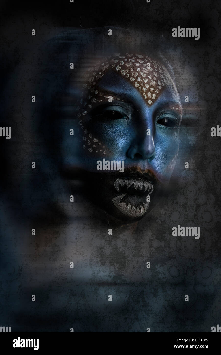 Female alien horror creature, special effects creative make up lighting ...