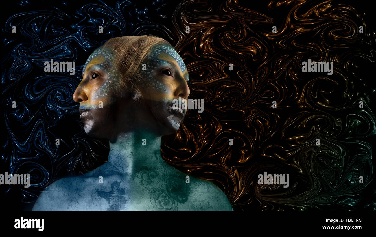 Female alien horror creature, special effects creative make up lighting ...