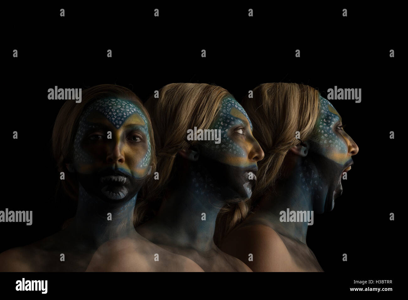 Female alien horror creature, special effects creative make up lighting ...