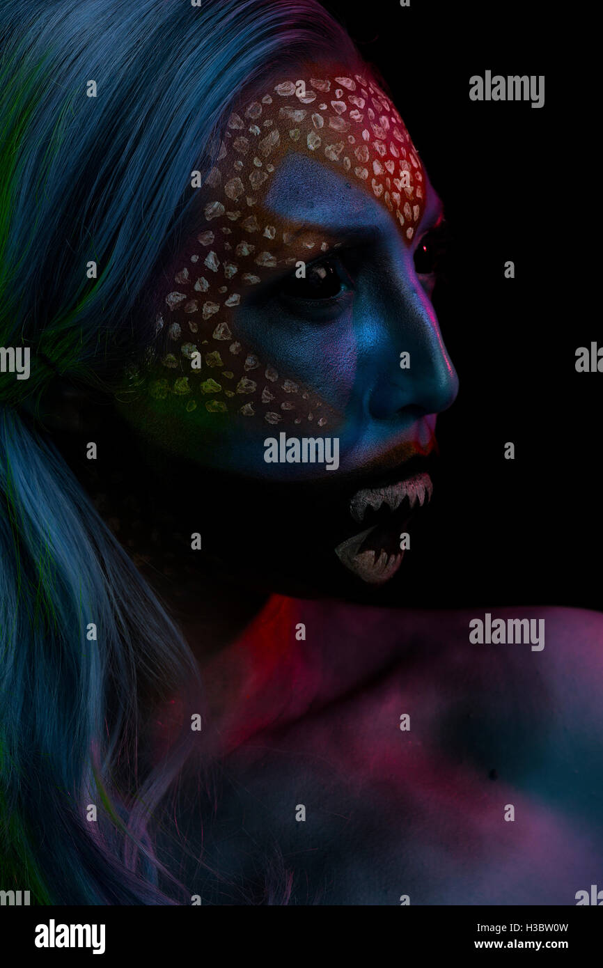 Female alien horror creature, special effects creative make up lighting ...