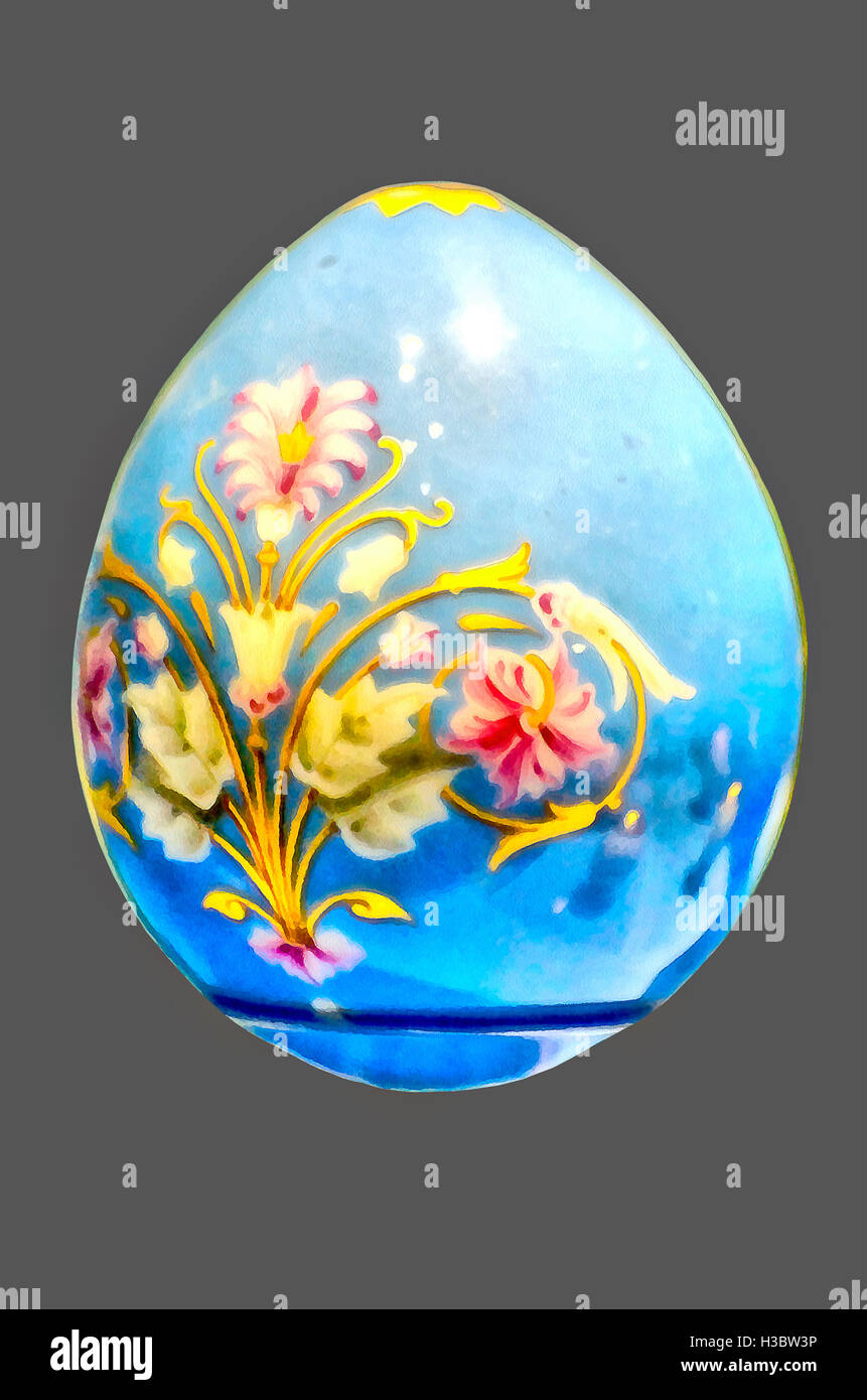 Illustration of porcelain Easter eggs, Easter egg with images of ...