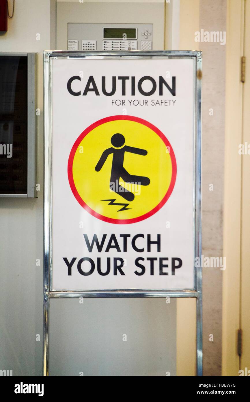 Caution sign stairs steps hi-res stock photography and images - Alamy