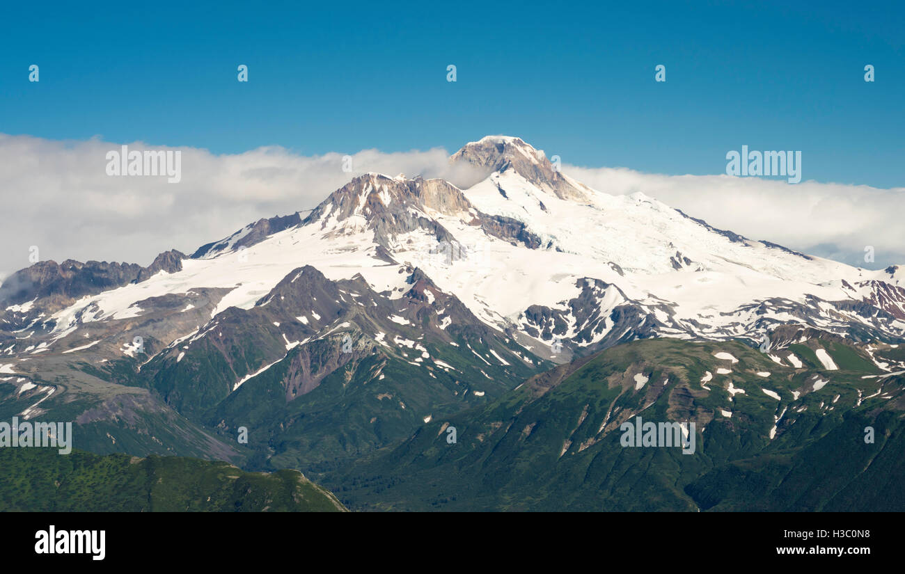 Aerial view of the Iliamna Volcano, Lake Clark National Park, Alaska ...