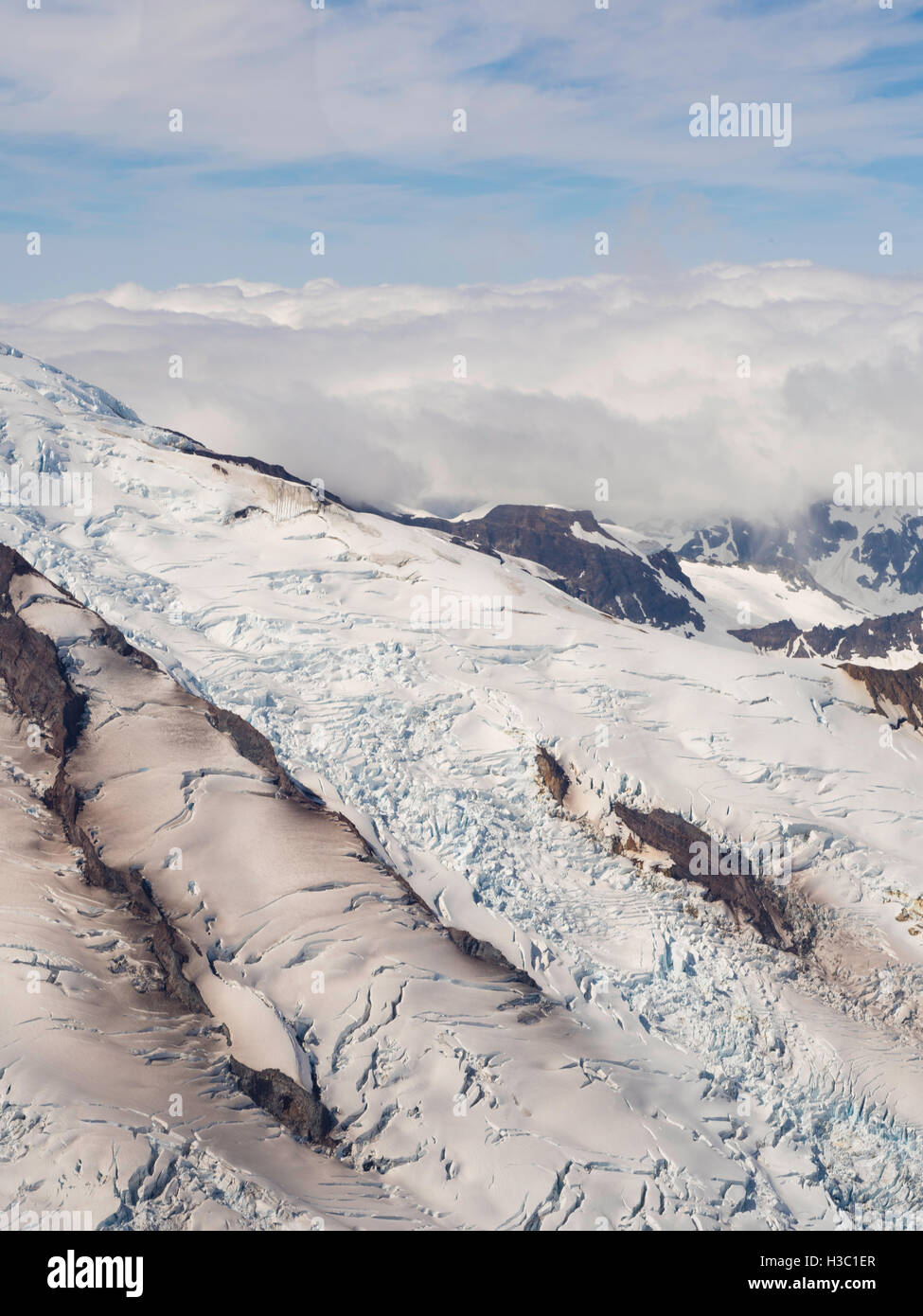 Aerial view of the north flank of Iliamna Volcano. Lake Clark National ...