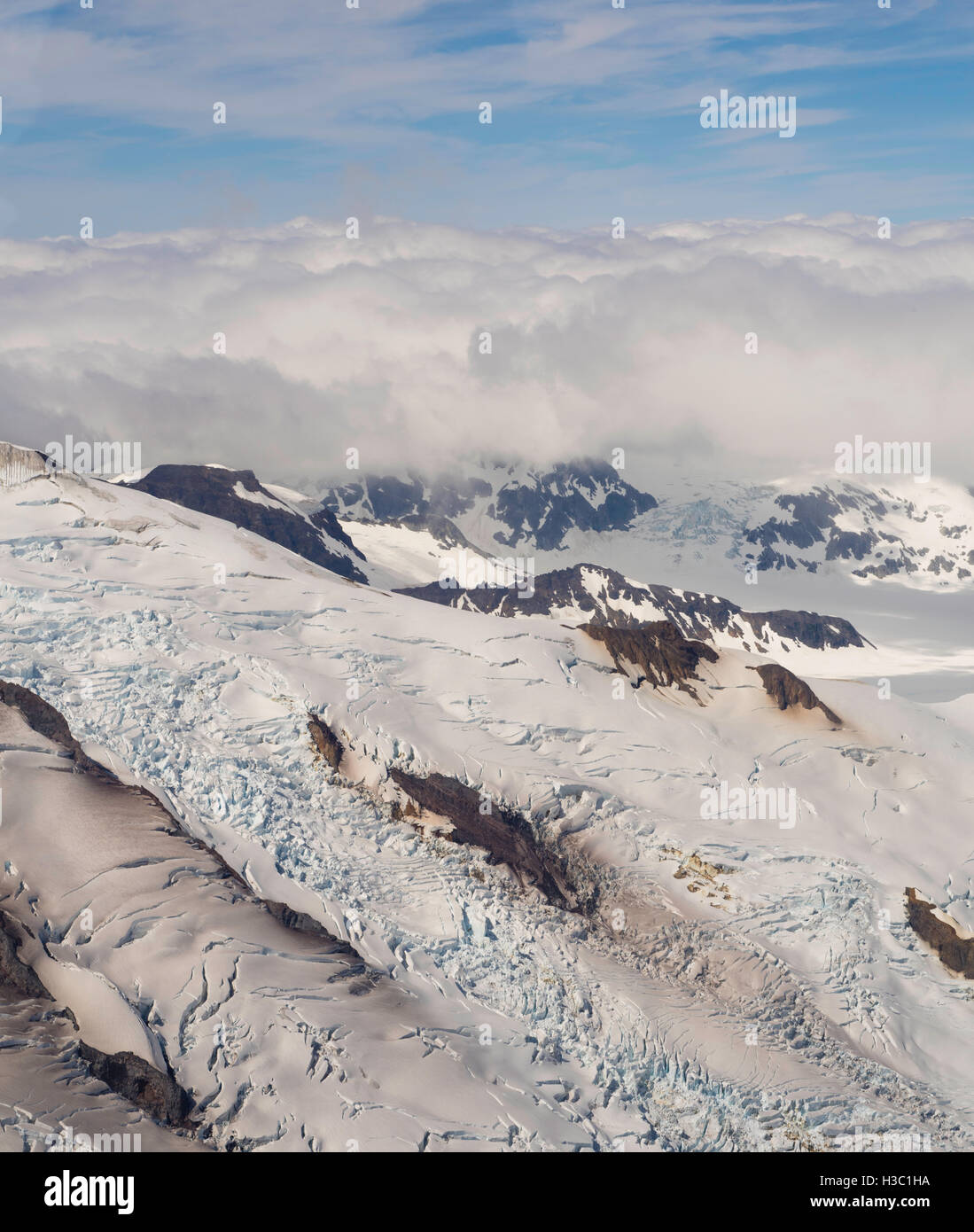 Aerial view of the north flank of Iliamna Volcano. Lake Clark National ...