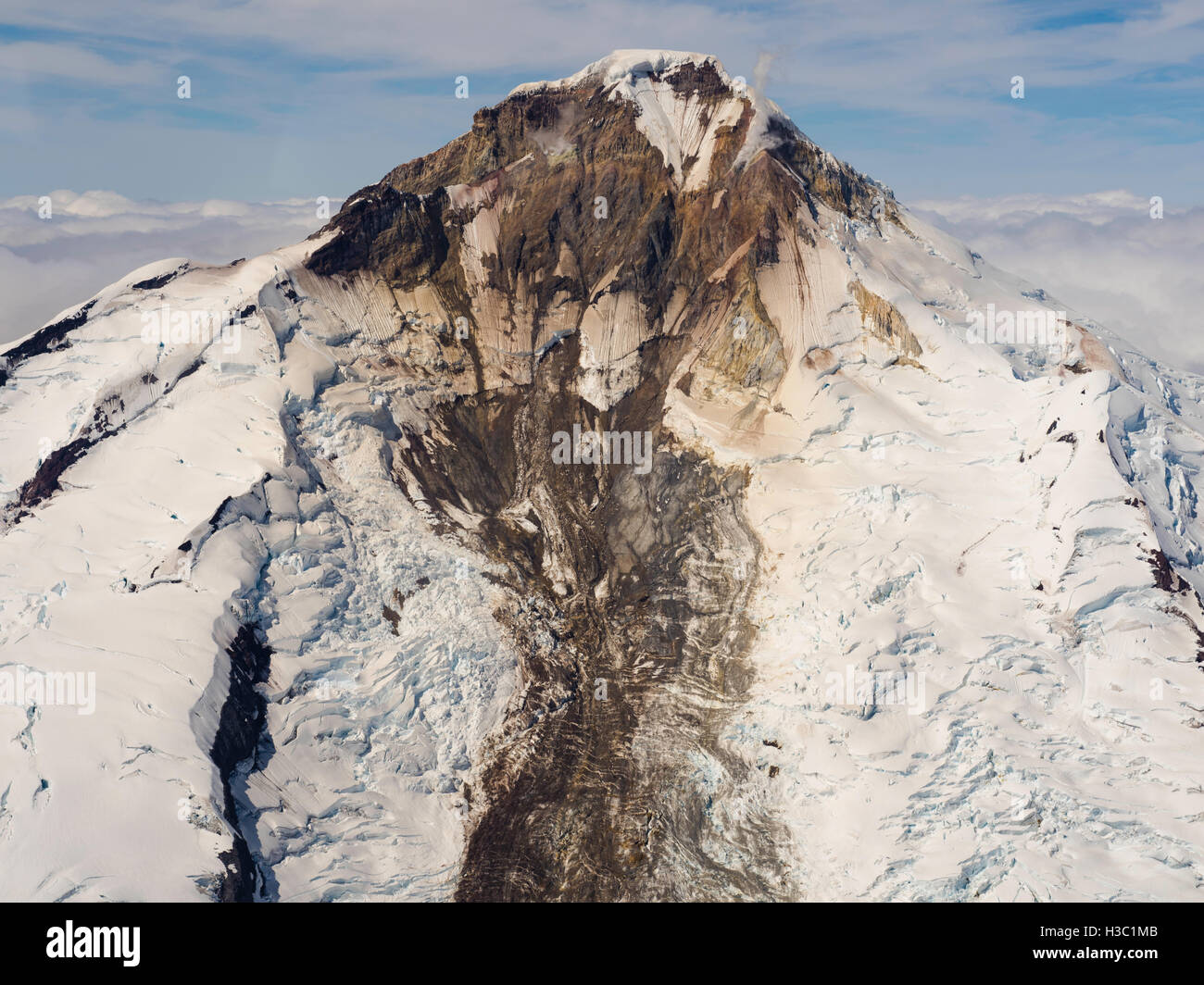 Aerial view of the Iliamna Volcano. Lake Clark National Park, Alaska ...