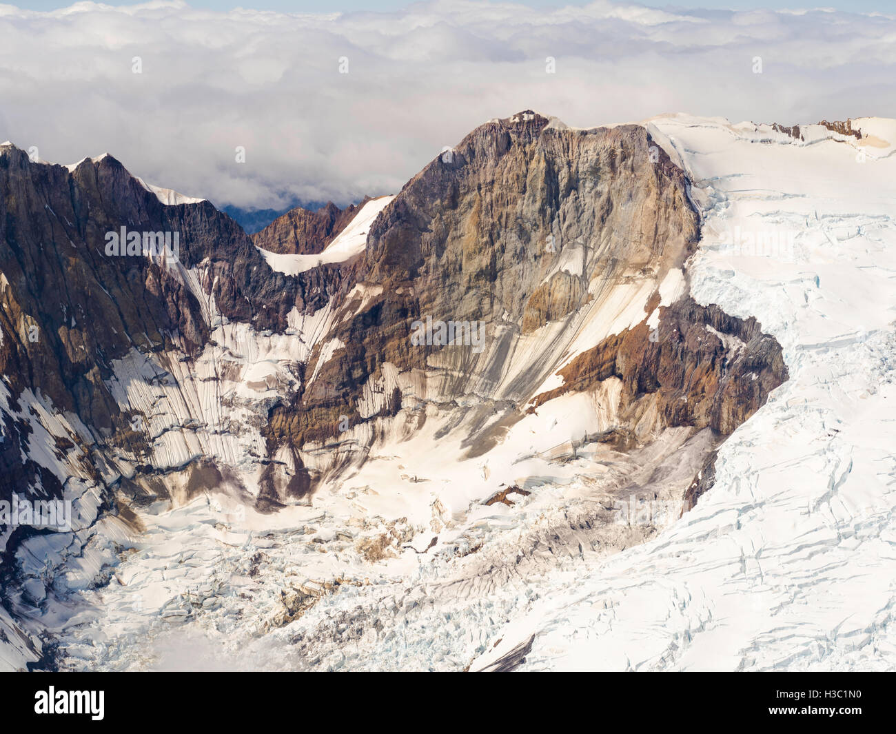 Aerial view of the south flank of Iliamna Volcano. Lake Clark National ...