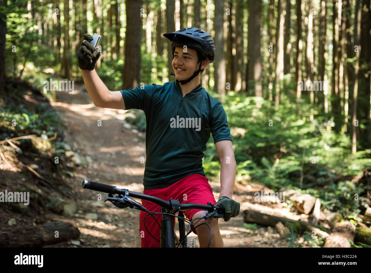 Male cyclist taking selfie hi-res stock photography and images - Alamy
