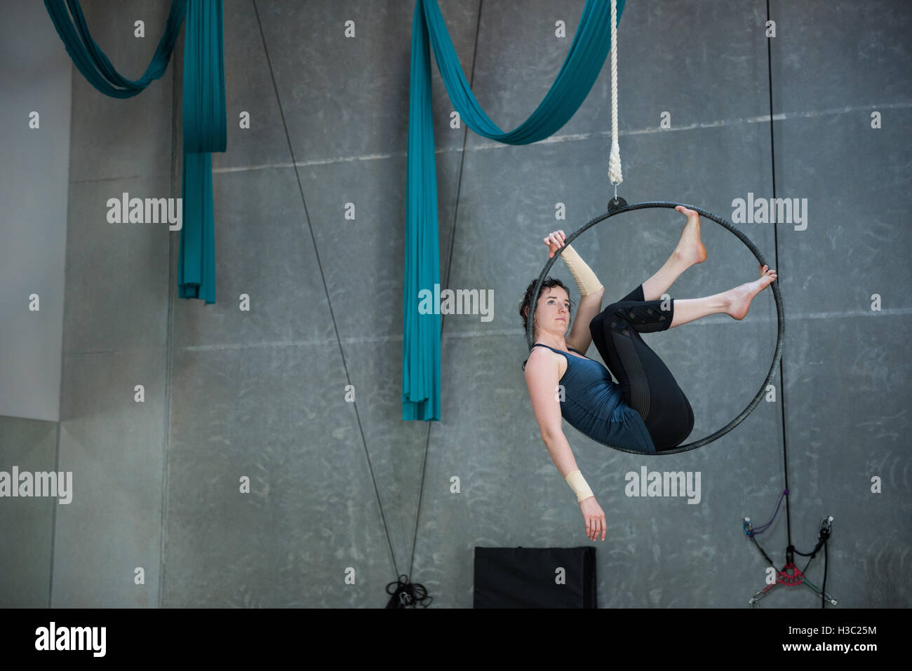 Gymnast performing gymnastics on hoop Stock Photo - Alamy