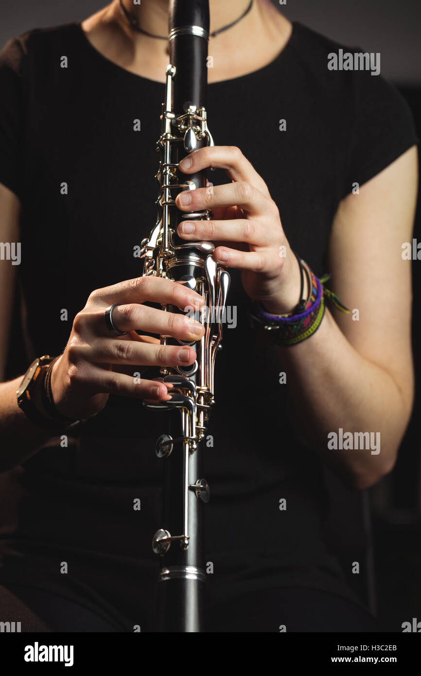 Adult Woman Female Musician Playing Clarinet High Resolution Stock ...