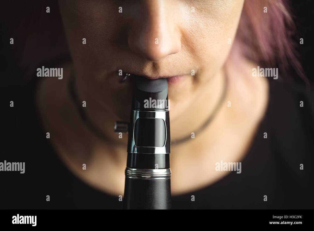 Adult Woman Female Musician Playing Clarinet High Resolution Stock ...