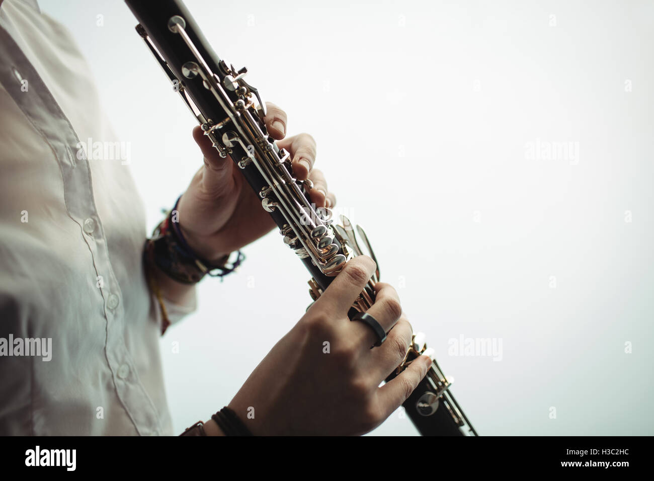 Adult Woman Female Musician Playing Clarinet High Resolution Stock ...