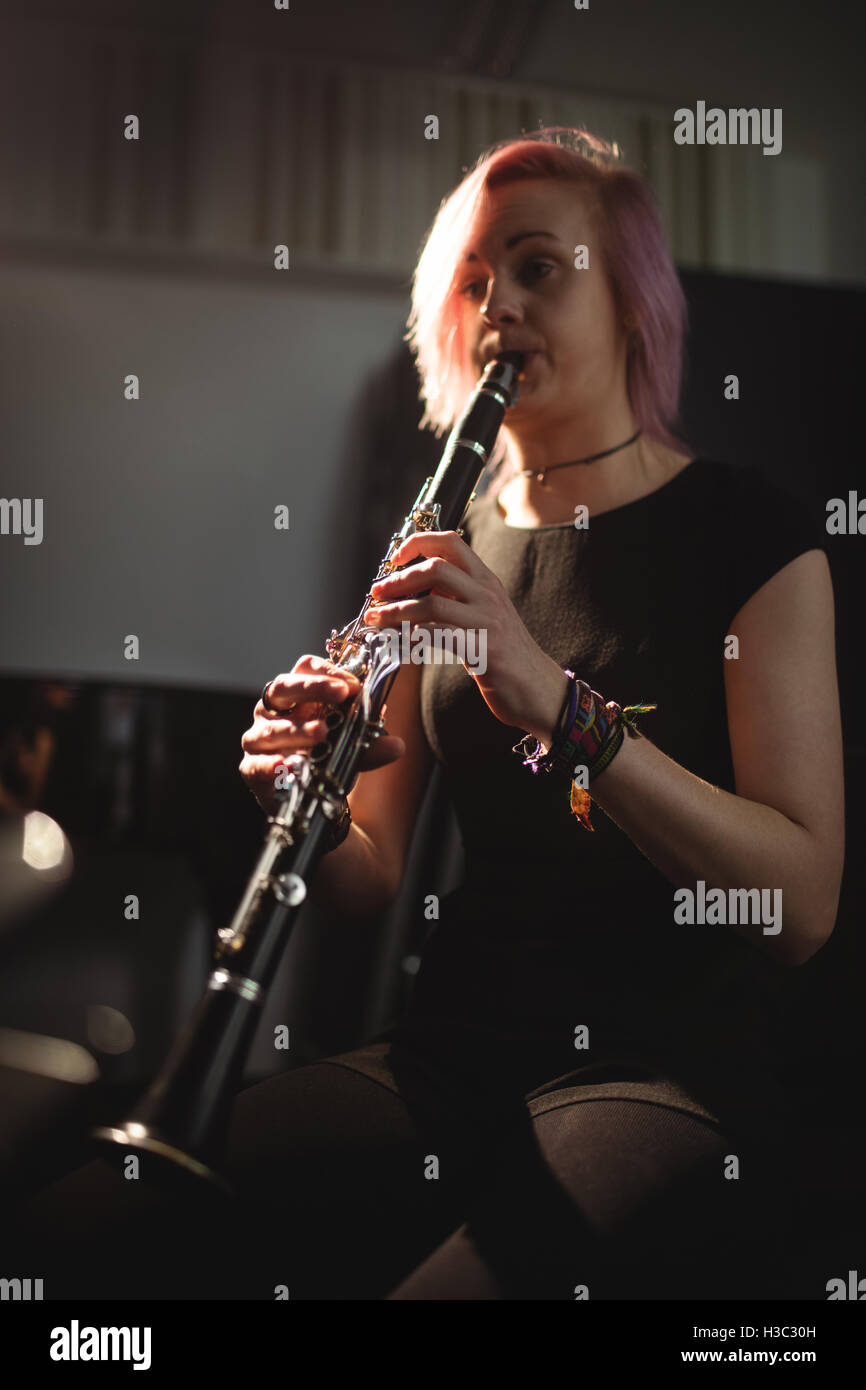 Adult Woman Female Musician Playing Clarinet High Resolution Stock ...