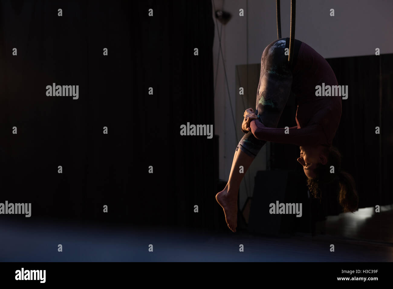 Gymnast performing gymnastics on hoop Stock Photo - Alamy