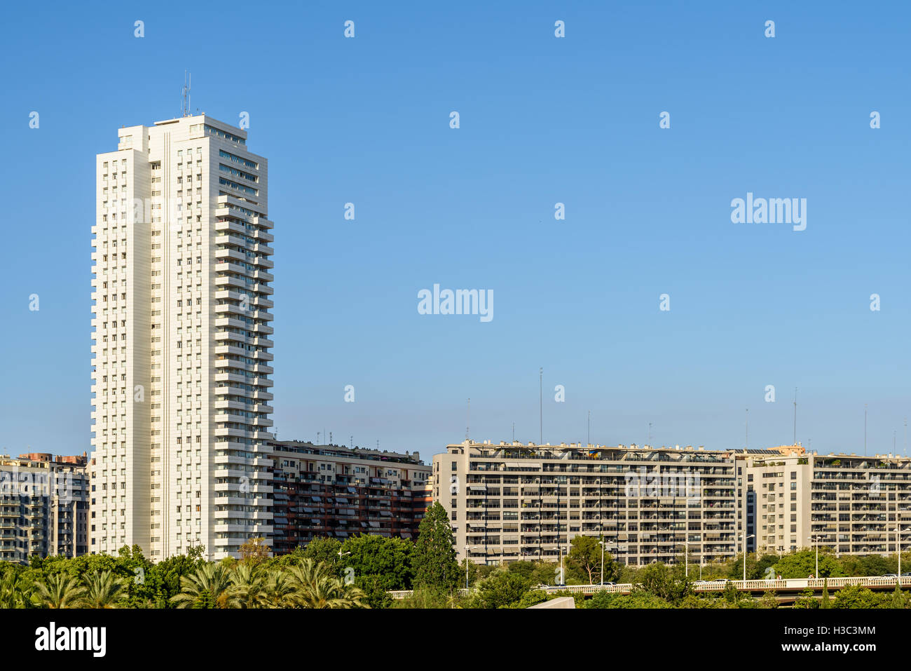 Valencia City Skyline In Spain Stock Photo - Alamy