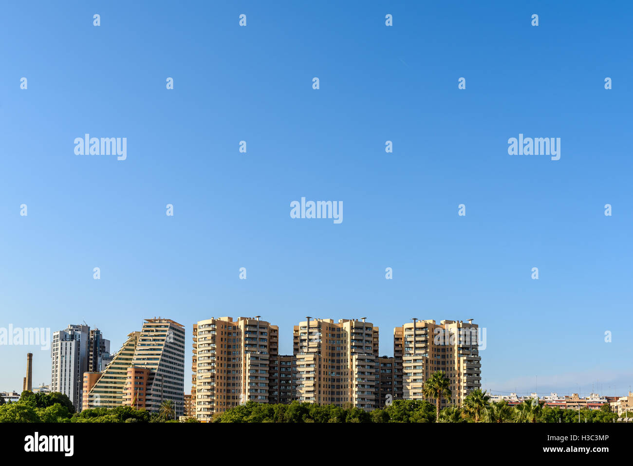 Valencia City Skyline In Spain Stock Photo - Alamy