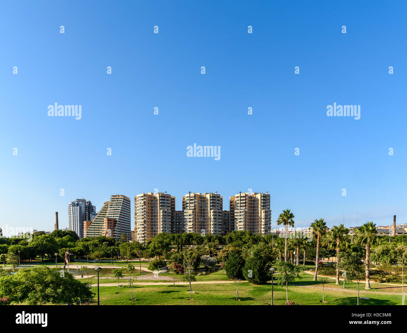 Valencia City Skyline In Spain Stock Photo - Alamy