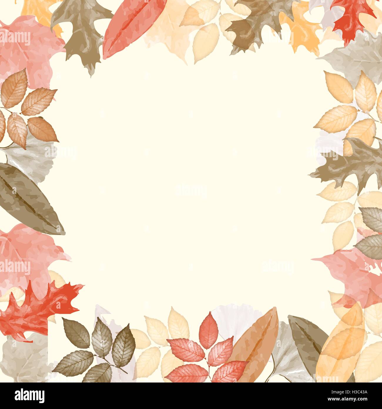 Autumn watercolor frame with leaves. Vector illustration Stock Vector ...
